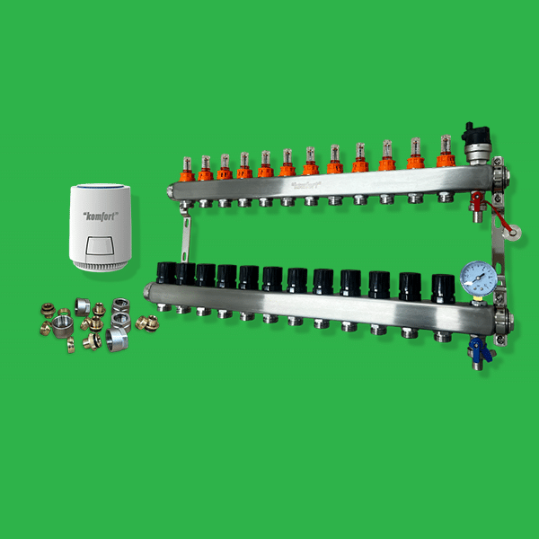 3 Port Underfloor Heating Manifold with Actuators